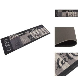 vidaXL K&uuml;chenteppich Waschbar Coffee Schwarz 60x180 cm Samt - K&uuml;chenl&auml;ufer - Samt - Latex - Fu&szlig;matte - Waschbarer Teppich
