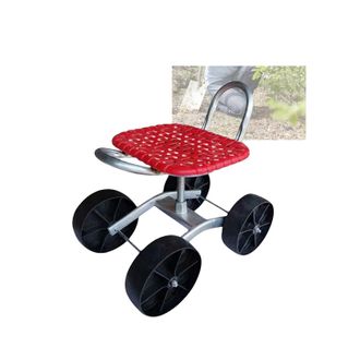 Generic 360&deg; Drehbarer Gartenwagen Mit Sitz, Verstellbarer Hockerwagen 22-36 cm H&ouml;he Und Drehfunktion, for Die Bepflanzung Im Freien(Red)