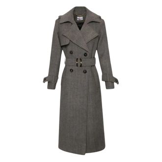 Fracomina Langer Nadelstreifen-Trenchcoat - - Coats - Damen - Grau - S