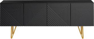 Miliboo Meuble TV design noir et métal doré L140 cm OZEN