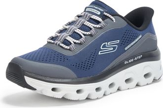 Skechers Herren Gleit-Step-Sohle, Freihändiger Slip-in Sneaker, Navy Textile/Synthetic/Trim, 45.5 EU