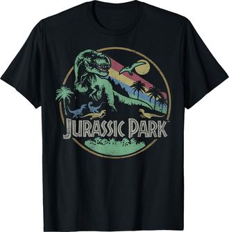 Jurassic Park Retro Darken Color Circle Logo T-Shirt