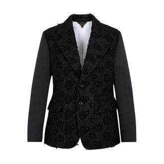 Comme Des Gar&ccedil;ons Schwarze Woll-Jacquard-Jacke - - Jackets - Damen - Schwarzk - S