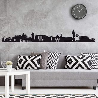 Wall-Art selbstklebendes Wandtattoo Krefeld Skyline Wandsticker selbstklebend Stadt Silhouette XXL Wandposter 100cm