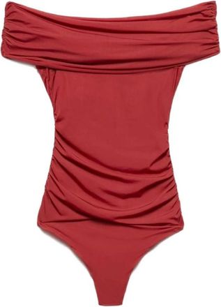 Aniye By Off-the-Shoulder Ruched Bodysuit - - Tops - Damen - Rot - XS