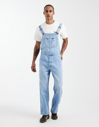 Lee Workwear-Latzhose aus Denim in Hellblau