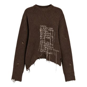 Akep Pull col rond brod&eacute; - Femme - Pulls - Brun - Taille: 42 FR