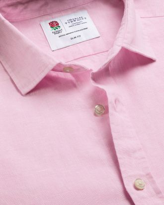 CHARLES TYRWHITT Reines Leinenhemd, England Rugby - Rosa