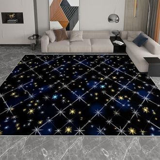 Generic Noir Lavable Tapis de Salon Minimalist &agrave; imprim&eacute; Lignes G&eacute;om&eacute;trie &Eacute;toiles, perd Pas Ses Poils pour la Maison Le Bureau la Chambre &agrave; Coucher Le Salon l