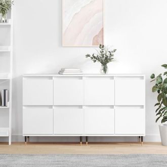 vidaXL Buffets 2 pcs blanc bois ding&eacute;nierie Vidaxl
