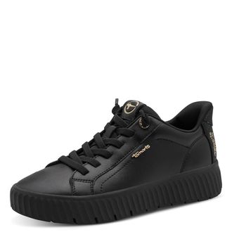 Tamaris Comfort Damen Step IN Leder Sneaker flach zum Schlupfen Wide Fit, Schwarz (Black), 36 EU
