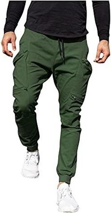 Generic Pantalon cargo pour homme - Noir - Respirant - Pour le printemps et lautomne - Pantalon de surv&ecirc;tement stretch avec poches - Pantalon patchwork confor