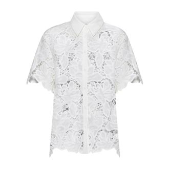 Silvian Heach Femme, Blouses et Chemises, Blanc, Taille: 40 FR Chemisier avec d&eacute;tails ornementaux et manches courtes