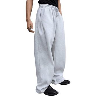 Generic Pantalon de jogging d&eacute;contract&eacute; ample de couleur unie pour homme, pantalon de surv&ecirc;tement tendance pour homme, pantalon cargo &agrave; taille &eacute;lastique, pant