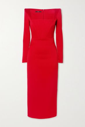 Alex Perry Robe Midi En Cr&ecirc;pe Satin&eacute; Dellen - Rouge