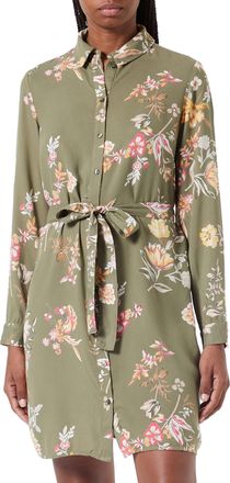 Pieces Damen Pckaitlyn Ls Shirt Dress Bc, Deep Lichen Green/Aop:big Flower, M