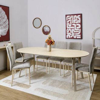 The Home Deco Factory Table - Home Deco Factory - Terra Nova - Extensible - Blanc Et Beige - H75 X L210 X P90 Cm