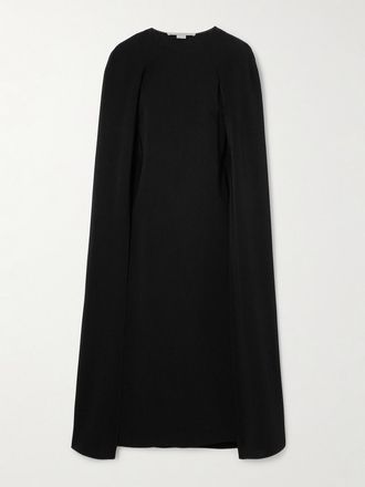 Stella McCartney Midikleid Aus Cr&ecirc;pe Mit Cape-effekt - Schwarz