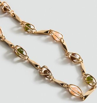 Mango Collier boules combin&eacute; or - Femme - Taille unique - MANGO