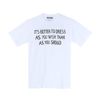 Moschino Baumwoll-T-Shirt mit kurzem &Auml;rmel und Slogan-Print - - Tops - Herren - Wei&szlig; - S