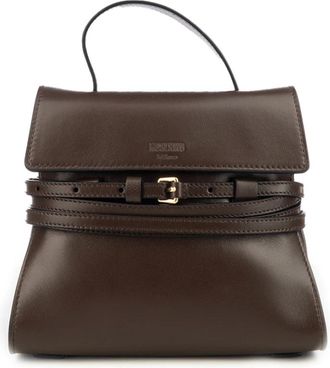 Moschino Femme, Sacs, Brun, Taille: ONE Size Buckle Leather Mini Bag