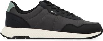HUGO BOSS Mens Low-Top Sneakers With Leather Insert Black Polyurethane Trainers
