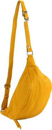 modamoda.de T77 - ital. Hüfttasche Bauchtasche Brusttasche Medium aus weichem Leder, Farbe:Gelb
