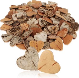 Com-Four 200-teiliges Streudeko-Set - Mix aus Herzen und Sternen - Konfetti für Hochzeit & Party aus Birkenholz - Zubehör für DIY-Projekte - Naturholzscheibche