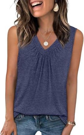 Generic Debardeur Femme Chic et &eacute;l&eacute;gant Chemisier sans Manche D&eacute;bardeur Top Ete Haut Chic et Elegant Fluide Ample Caraco Vetement Femme Tee Shirt sans Manche