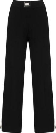 Elisabetta Franchi Femme, Pantalons, Noir, Taille: 38 FR Button Stripe Pantalons