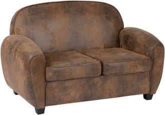 Atmosphera Atmosphera - Banquette Club Stanis 2 Personnes - Marron Effet Cuir Vieilli, L 133 cm - Canap&eacute; pour Salon, Bureau