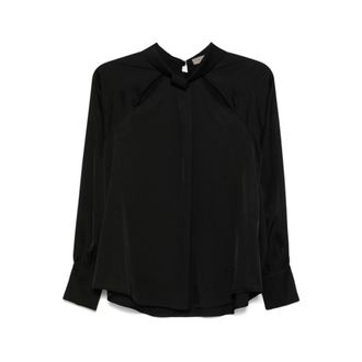 D.exterior Schwarze Satinbluse mit Eleganten Details - - Blouses & Shirts - Damen - Schwarzk - S