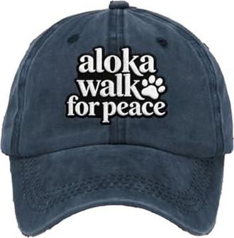 Generic Broderie &agrave; la main Unisexe Marche pour Peace Hat Moines et Aloka Dog Peace Walking Casquette de baseball, bleu marine, Taille unique