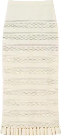Twinset Femme, Jupes, Beige, Taille: 42 FR Jupe Longuette en Maille avec Volant