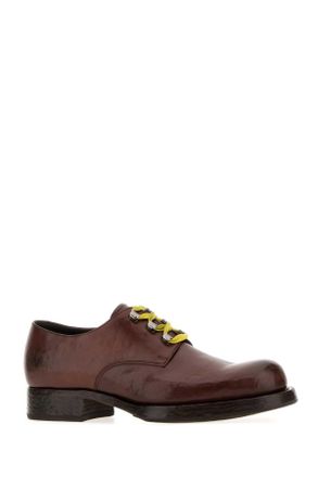 Prada Mens Brown Leather Lace-Up Shoes Cacao Calfskin Loafers