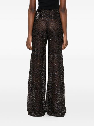 Missoni Sequin-Embellished Zigzag Mesh Trousers - Brown