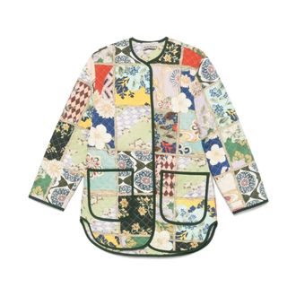 Alemais Femme, Vestes, Multicolore, Taille: 40 FR Veste Matelass&eacute;e Imprim&eacute; Graphique Vert Sauge