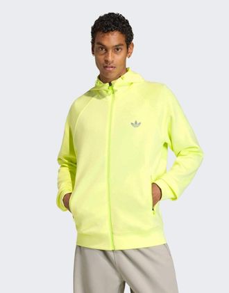 adidas Originals hoodie zipp&eacute; int&eacute;gral Trefoil Essentials en jaune citron