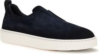 Santoni Suede Slip-On Sneaker - Navy