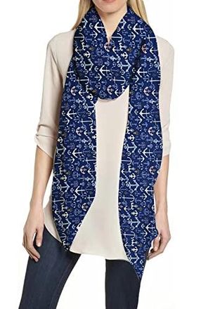 Lina & Lily Anchor Print Grande &eacute;charpe l&eacute;g&egrave;re pour femme - Bleu - L