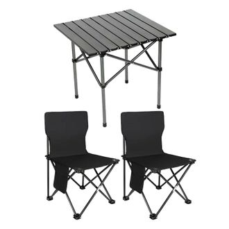 Generico Campingstuhl mit Tisch, leichtes Picknick-Set und 2 Klappst&uuml;hle f&uuml;r Wandern, Campingausr&uuml;stung, wasserdicht, Oxford-Stoff, Outdoor-M&ouml;bel f&uuml;r Wandern, 