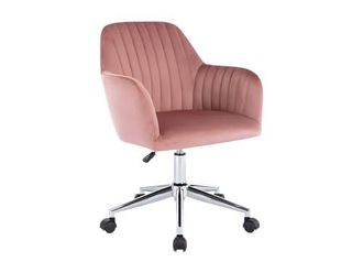 Vente-Unique Chaise de Bureau - Velours - Rose et argent&eacute; - Hauteur r&eacute;glable - Eleana