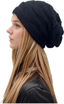 Generic Bonnet Femme Hiver Bonnet Femme Chapeau Femme Hiver Confortable Classique - Bonnet Capuche Uni Femme Hiver, Tricot &Eacute;pais, Id&eacute;al pour Cyclisme, Jogging