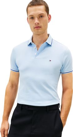 Tommy Hilfiger Herren-Poloshirt, schmale Passform, MW0MW39993, S/S, Blau, Gr&ouml;&szlig;e S, Blau (Well Water), S
