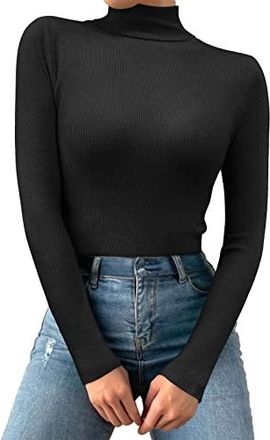 Generic sous Pull Femme Haut Thermique Femme sous Pull Thermique Femme Doux Glamour Top Col Montant Ajust&eacute; Manches Longues en Polaire Double Face sous Pull L&eacute;