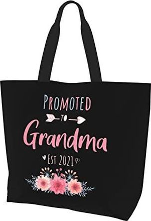 AOOEDM Promu au rang de grand-m&egrave;re Est 2021 Sac &agrave; provisions r&eacute;utilisable en toile pour dames