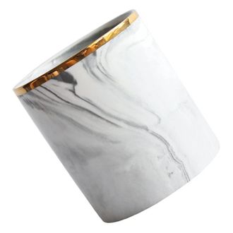 Angoily Nordischer Stiftehalter aus Keramik mit Marmoroptik und Goldrand Kreativer Aufbewahrungskorb f&uuml;r Kosmetikpinsel und Schreibwaren Eleganter Schreibtisc