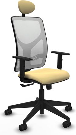 Piqueras y Crespo Computerstuhl mit 1D-Armen, h&ouml;henverstellbarer Lendenwirbelst&uuml;tze und festem Kopfteil, ausgestattet mit 3 Positionen, Wei&szlig;/Cremefarben