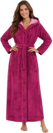 Morgenstern Peignoir Femme I Extra Long I Capuche I Robe de Chambre Pour Grandes Femmes I Rose I X-Large