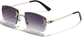 Generic Sonnenbrille mit Farbverlaufslinse, Metall, randlos, quadratisch, lila, Qualit&auml;t, Sonnenbrille f&uuml;r Damen, rechteckig, rahmenlose Brille f&uuml;r Herren